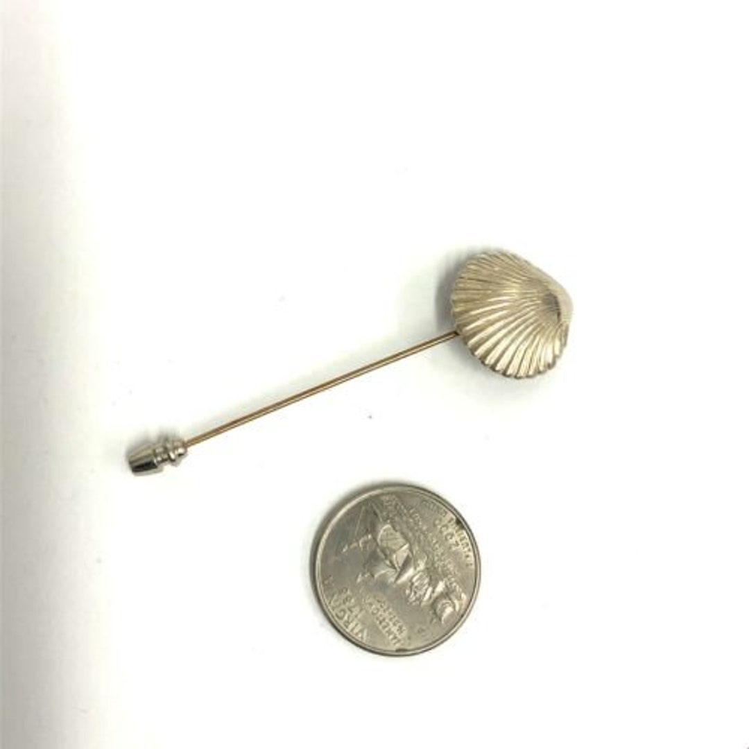Vintage Signed Sterling Victorian Carved Sea Shell Shape Stick Lapel ...
