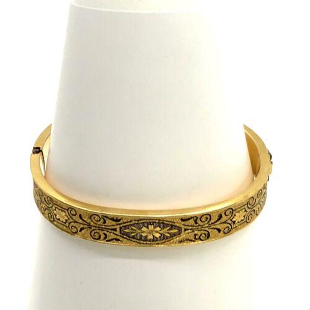 Vtg 12k Gold Filled Signed Winard Art Nouveau Etched Hinged Bangle ...