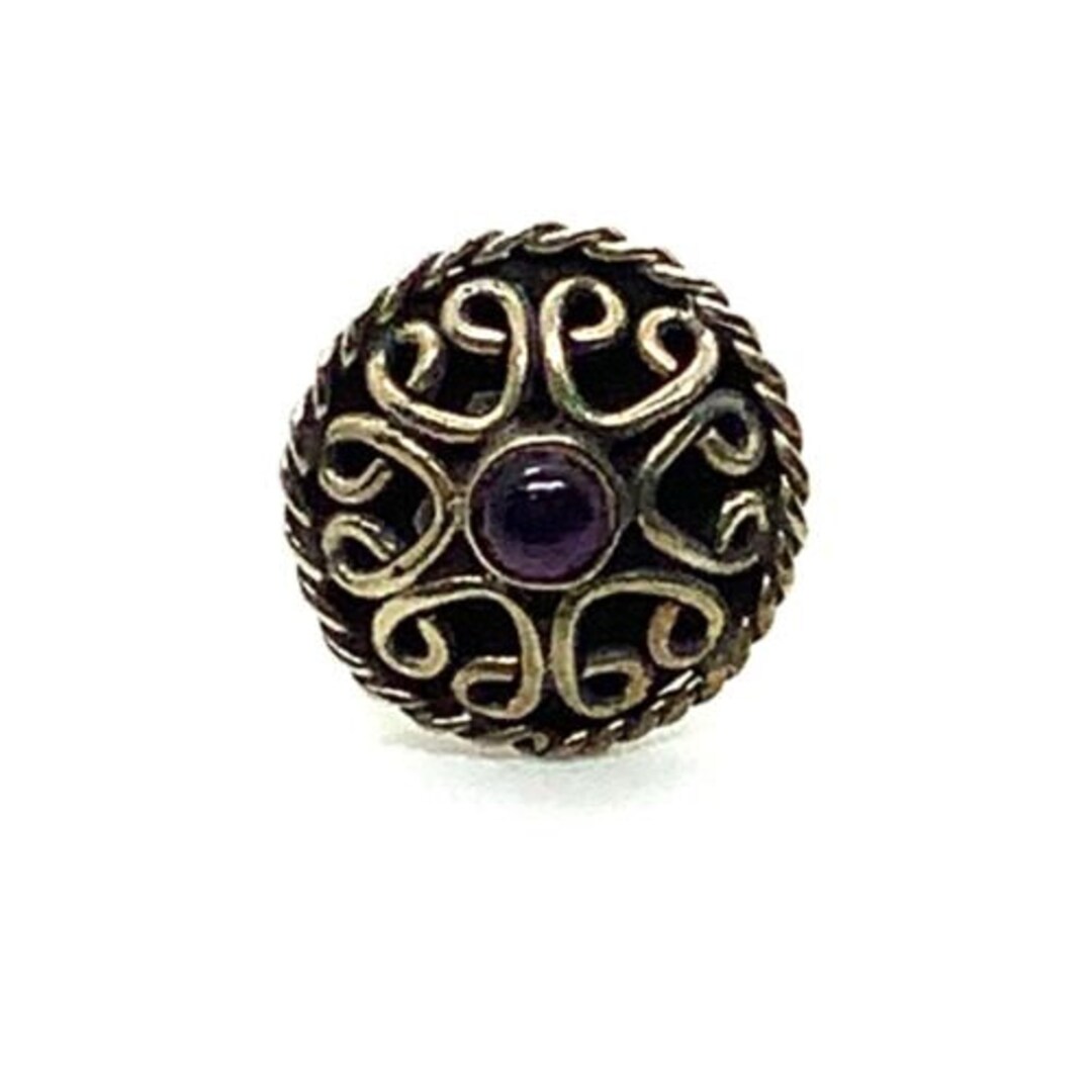 Vintage Sterling Silver Heart Deco Celtic Amethyst Gemstone Statement ...