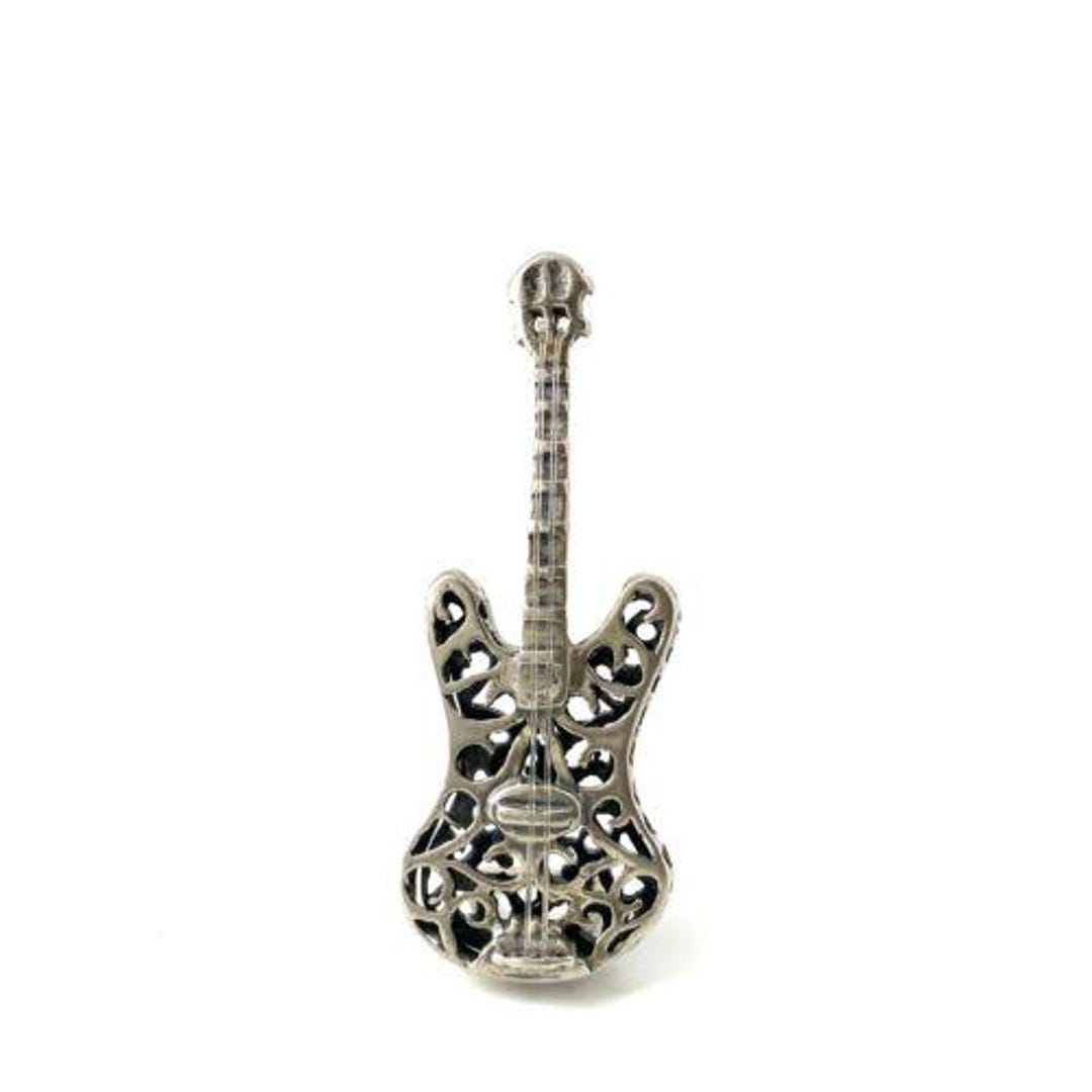 Vintage Silver Filigree Electric Guitar Musical Instrument With Stand ...