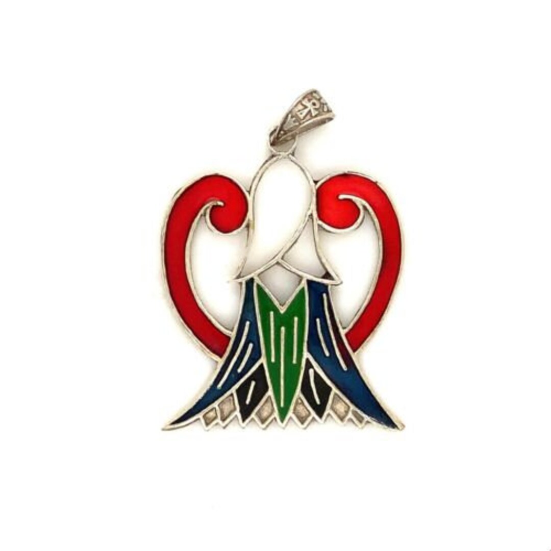 Vintage Sterling Inlay Colorful Enamel Calla Lilly Flower Pendant ...