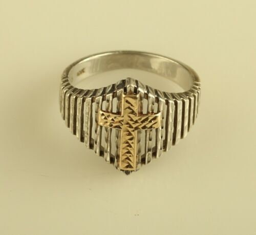 Vintage Sterling Silver Signed RL 925 10K Accent Cross Band | Etsy