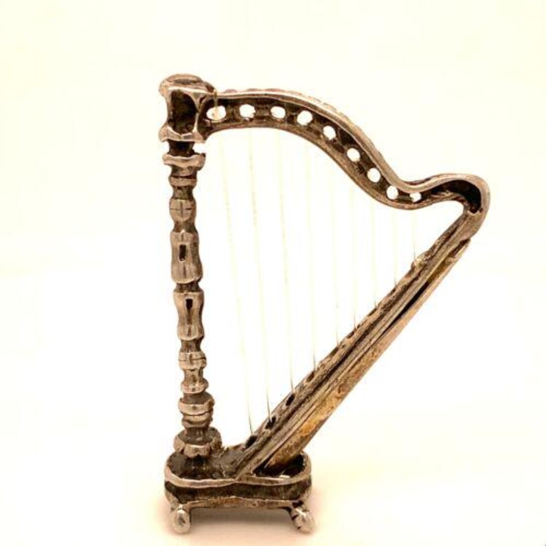 Vintage Sterling Hallmark 925 Musical Instrument Stringed Harp Figure ...