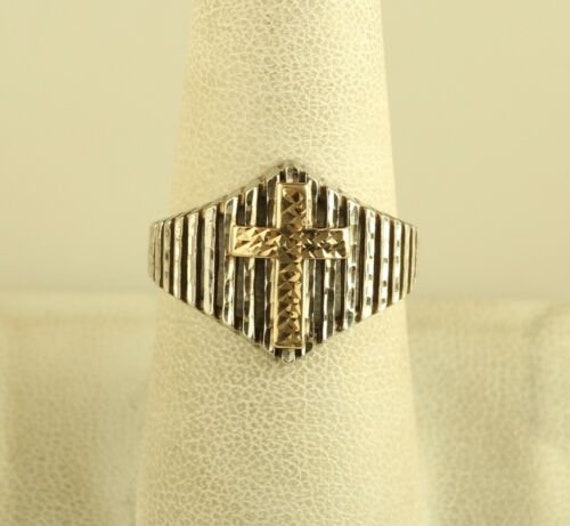 Vintage Sterling Silver Signed RL 925 10K Accent Cross Band | Etsy