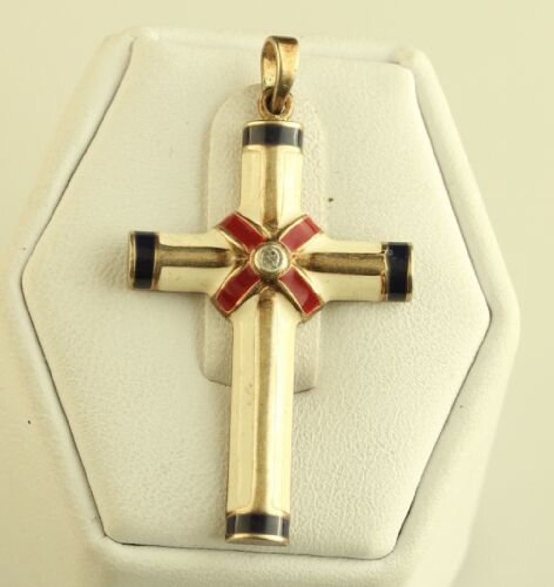 MBI Danbury Mint Patriotic CROSS Diamond NECKLACE Vermeil Gold | Etsy