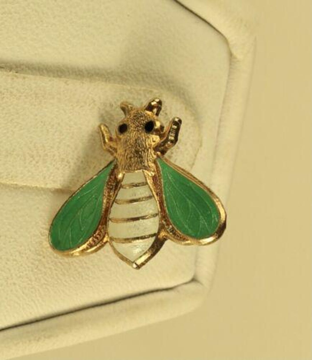Vtg Hallmarked Silver Enamel Bee Bug Tie Tack Pin With Button Chain ...