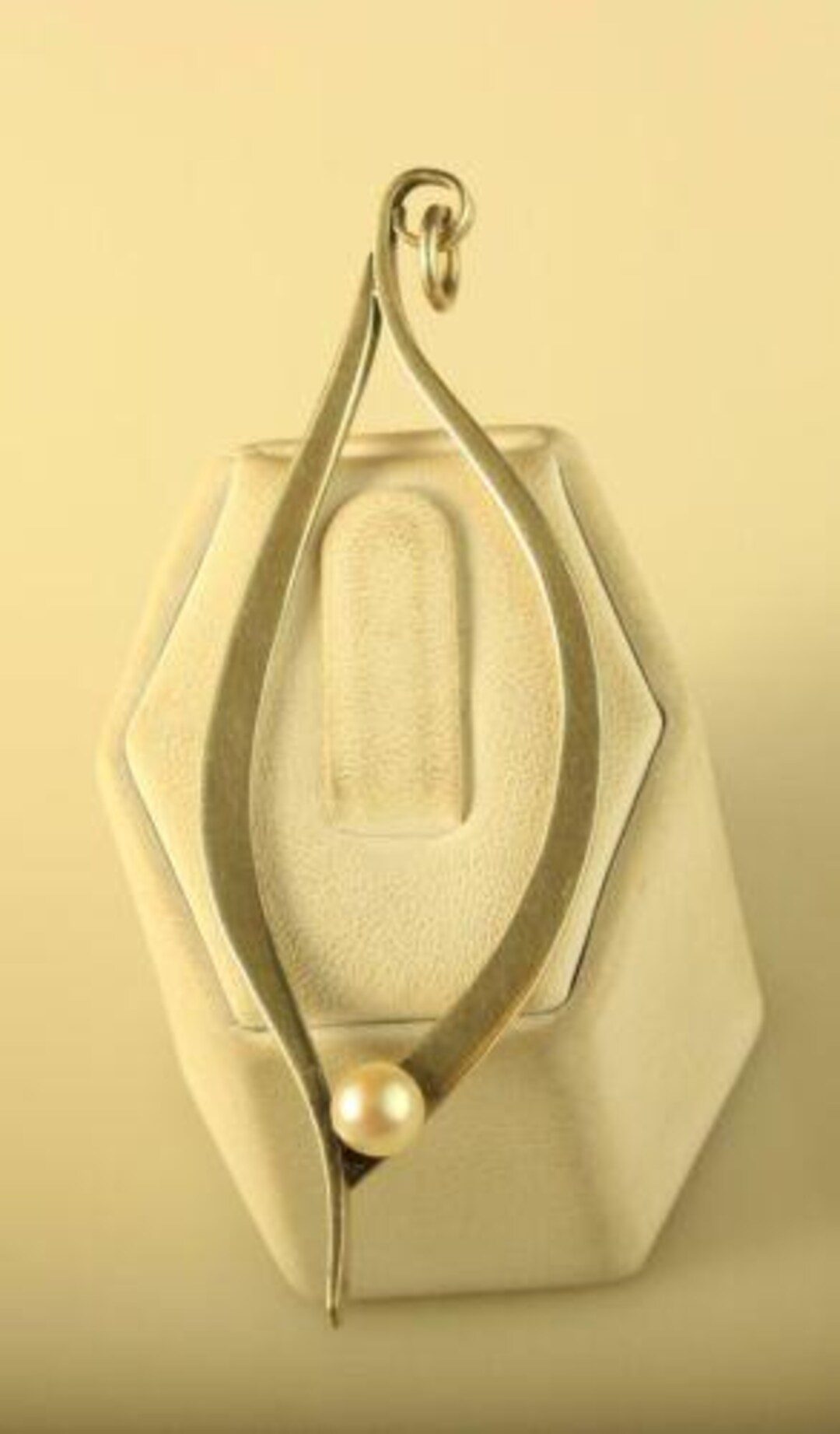 Vintage Sterling Silver Sign HLS Modernist Leaf Shape With Pearl Accent ...