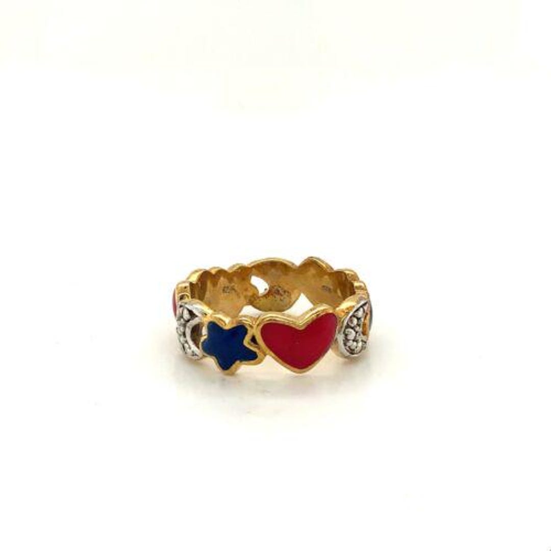Vintage Sterling Sign 925 FAS Art Deco Colored Enamel Moon Star Heart ...
