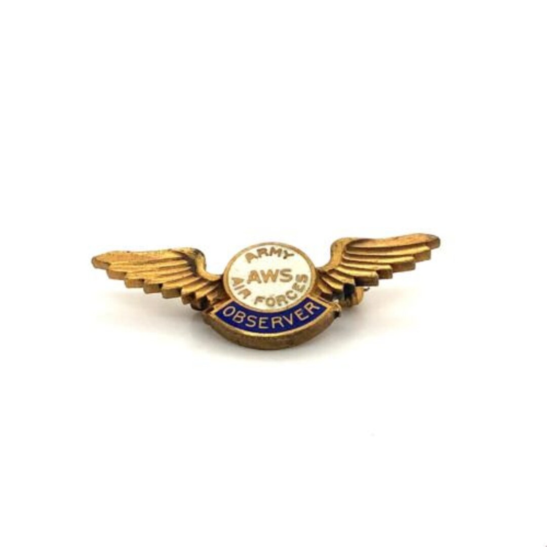 Antique Signed Sterling Gold Tone Enamel AWS Army Air Forces Observer ...