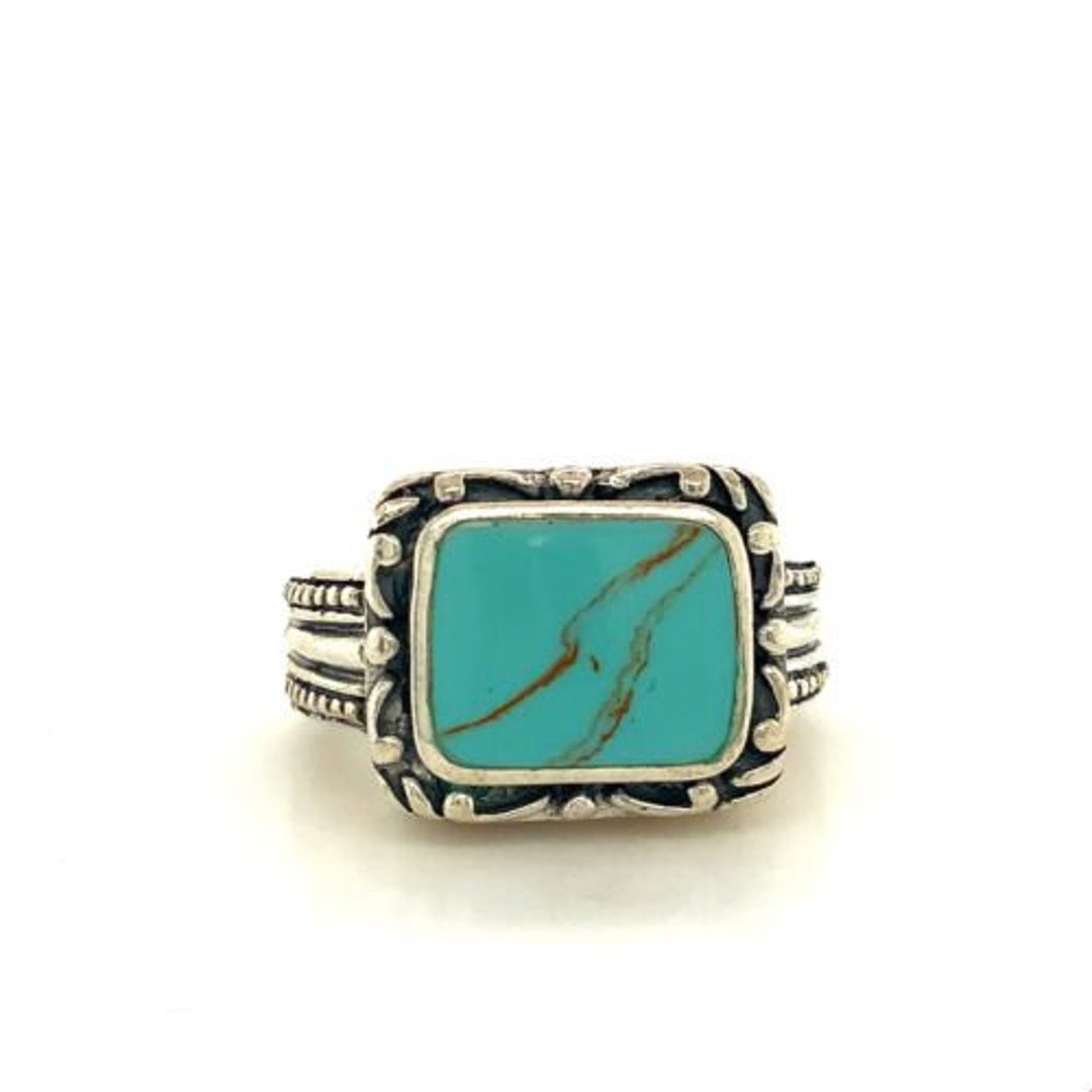 Vintage Sterling Signed 925 FAS Inlay Turquoise Stone Studded Accent ...