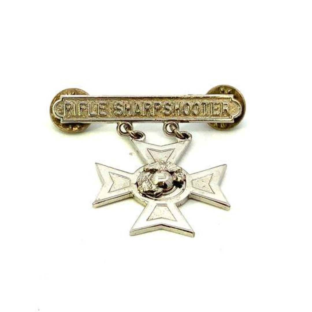 Vintage Signed Sterling Silver Usmc Marine Corps Rifle Sharpshooter ...