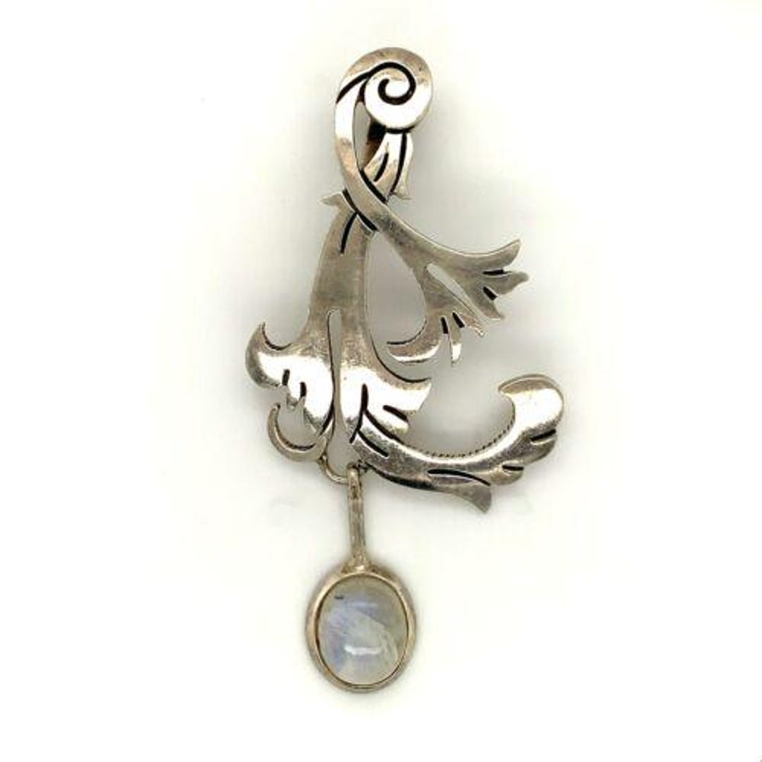 Vintage Signed Sterling Cony Mexico Mayan Tribal Style Dangle Moonstone ...