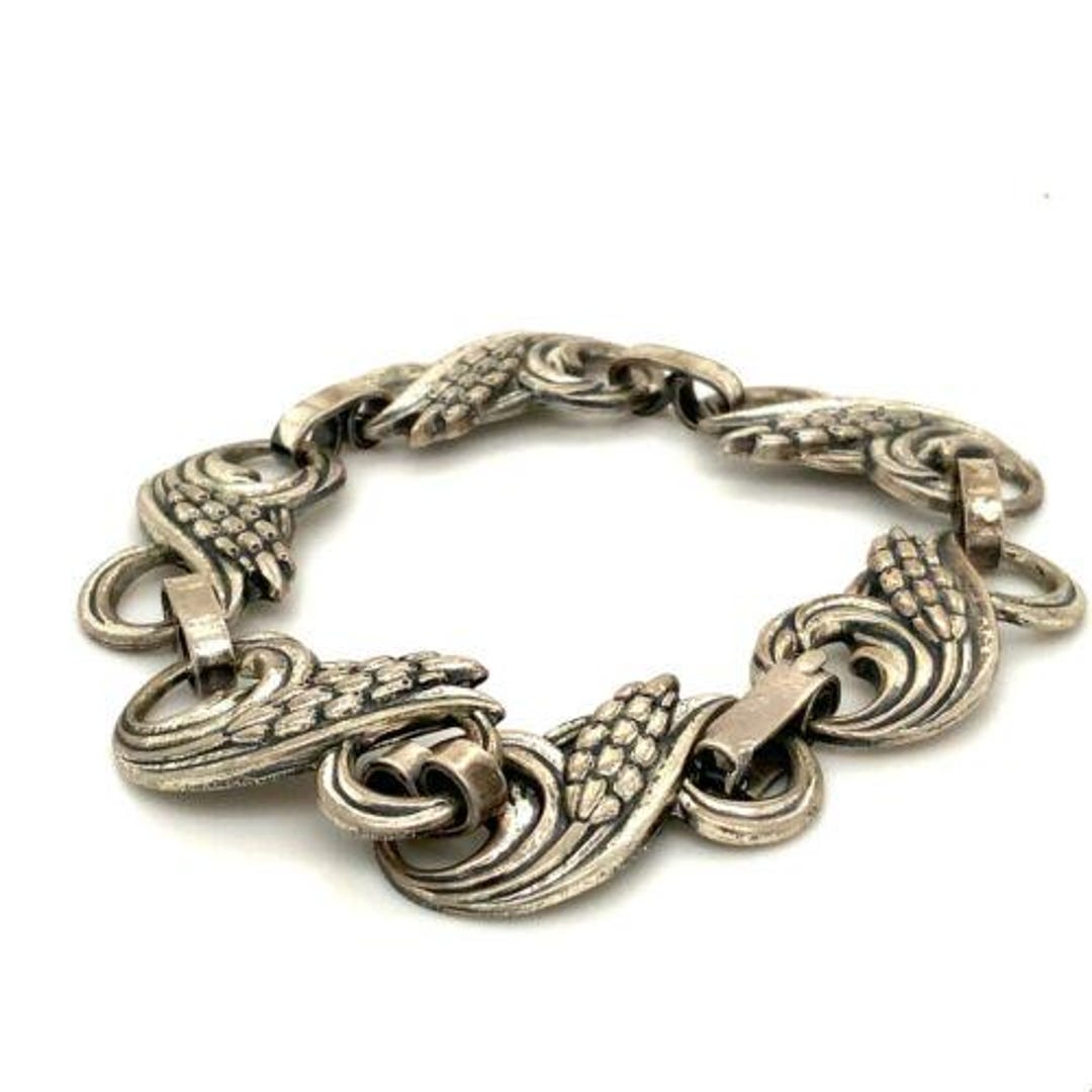 Vintage Signed Sterling Danecraft Repoussé Wheat Cornucopia Link ...