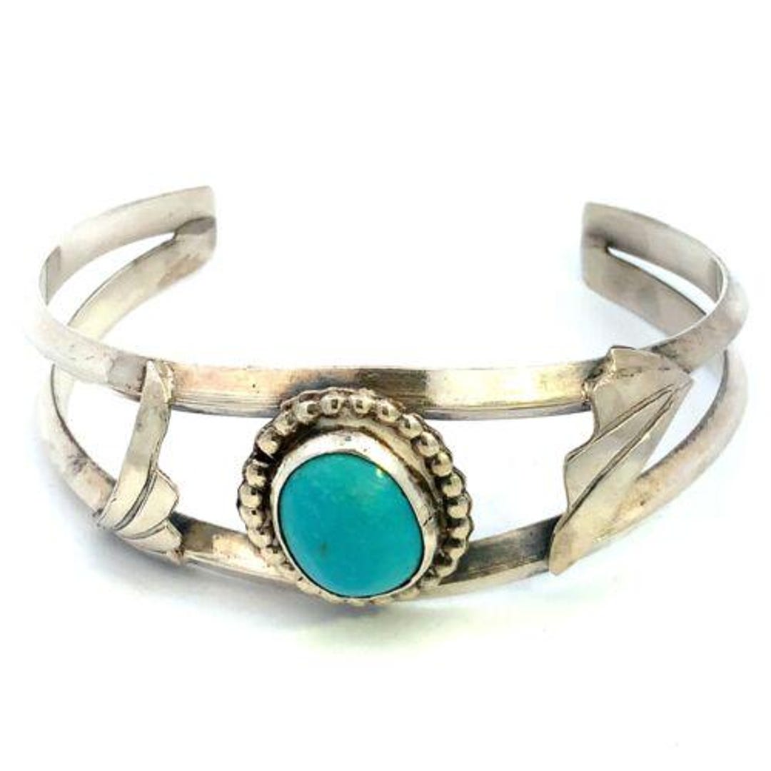 Vtg Sterling Native American Open Works Natural Turquoise Cuff Bracelet ...