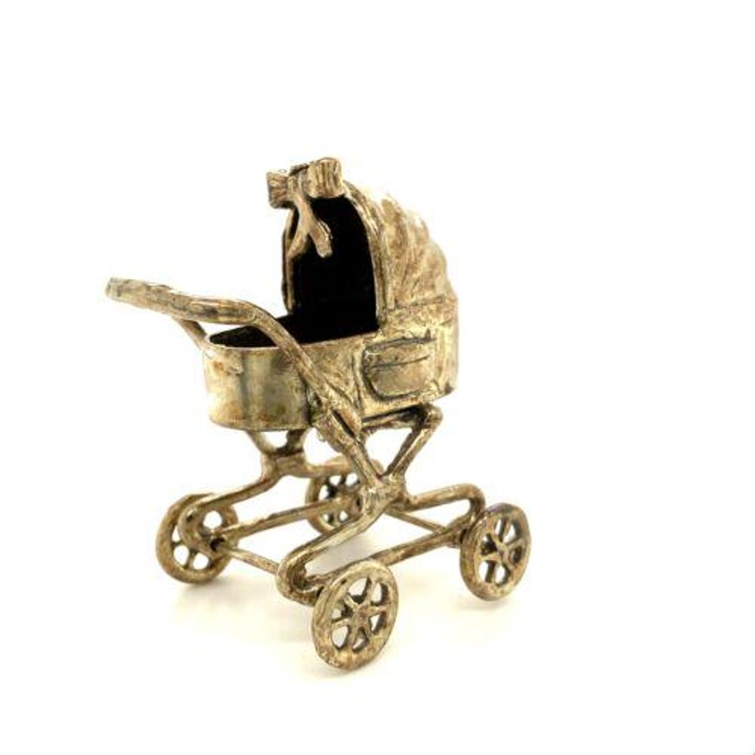 Vintage Sterling Signed 800 Italian Baby Pram Carriage Trolley Figure ...
