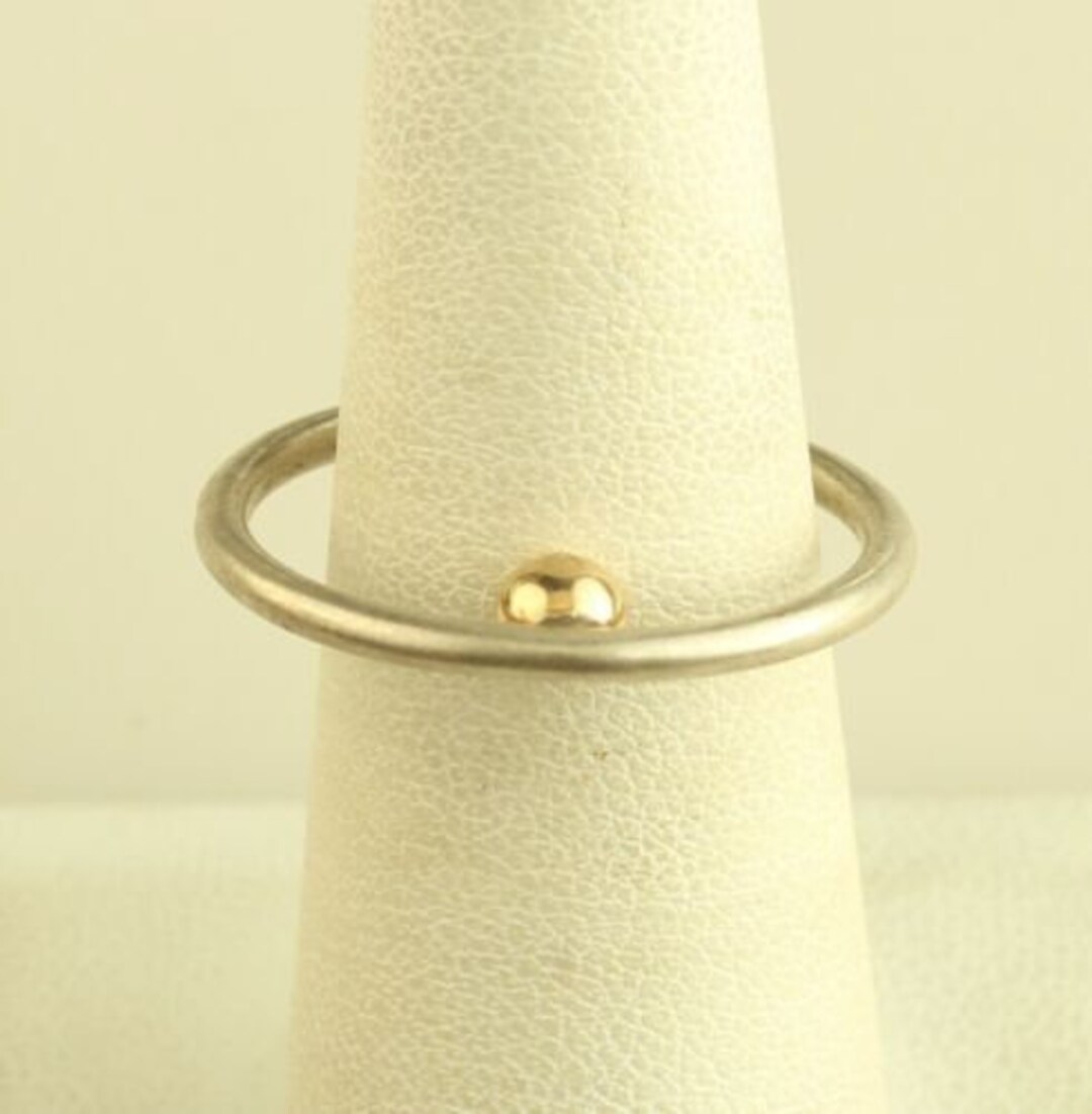 Vintage Sterling Silver 925 and 14K Gold Solar Ball Inside Ring - Etsy