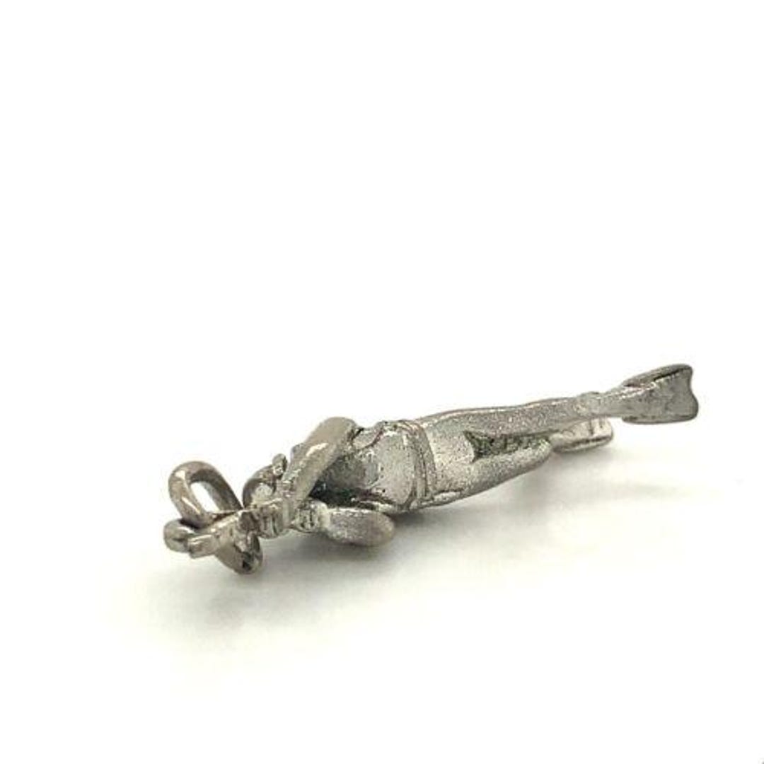 Vintage Sterling Silver Detailed 3D Carved Ocean Sea Scuba Diver Charm ...