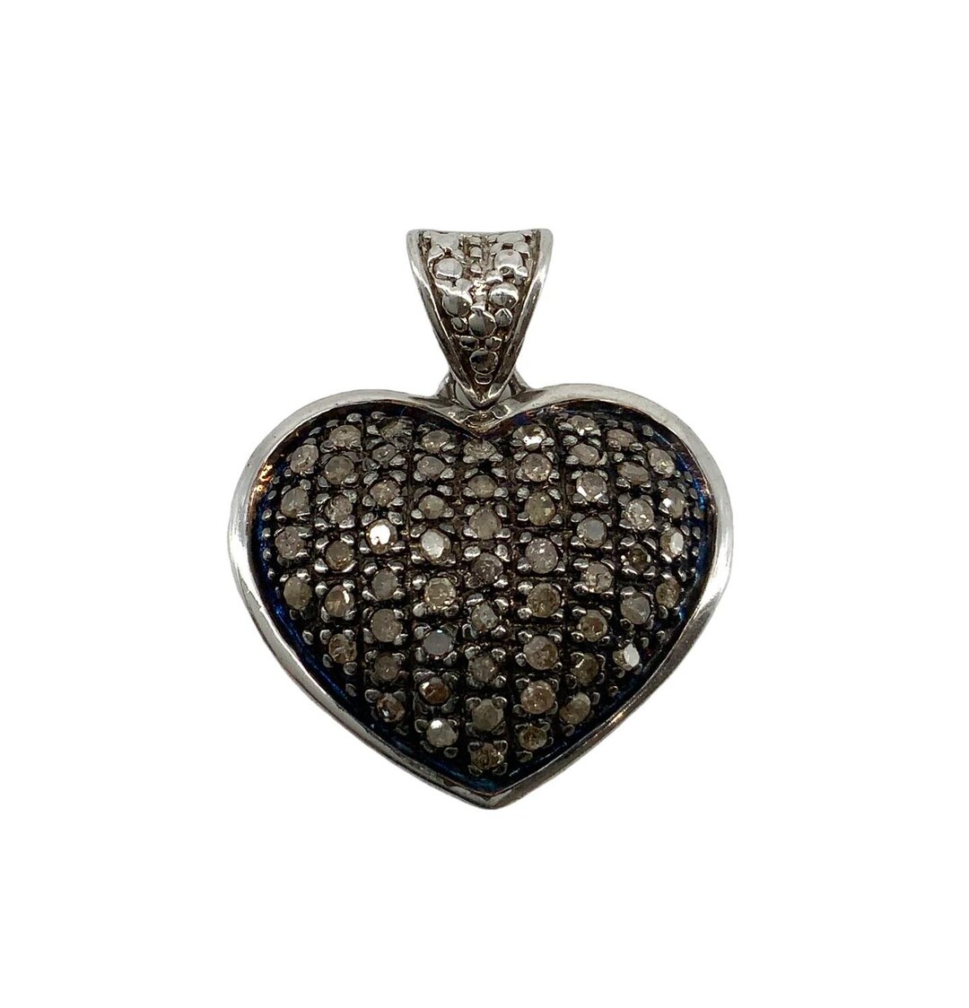 Vintage Sterling Signed FAS 925 Thai Pave Cluster Diamond Stone Heart ...