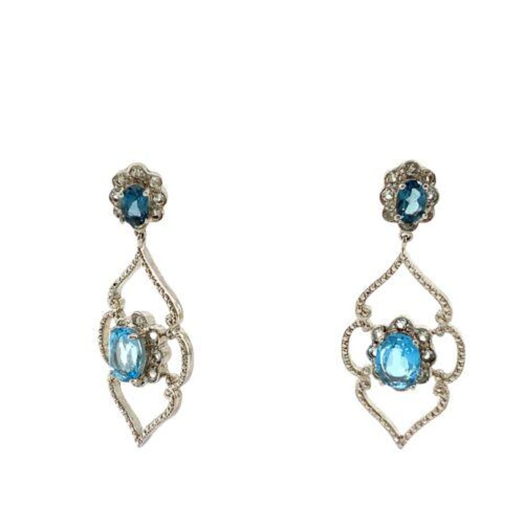 Samuel Aaron Inc. Vintage Sterling Silver Sapphire and Amethyst Dangle ...