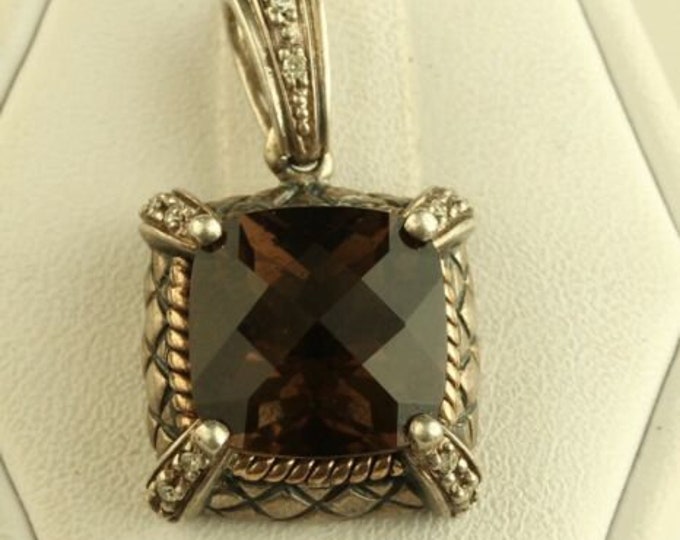 Vtg Chuck Clemency ATR 14K and 925 Sterling Silver Diamond Smoky Quartz ...