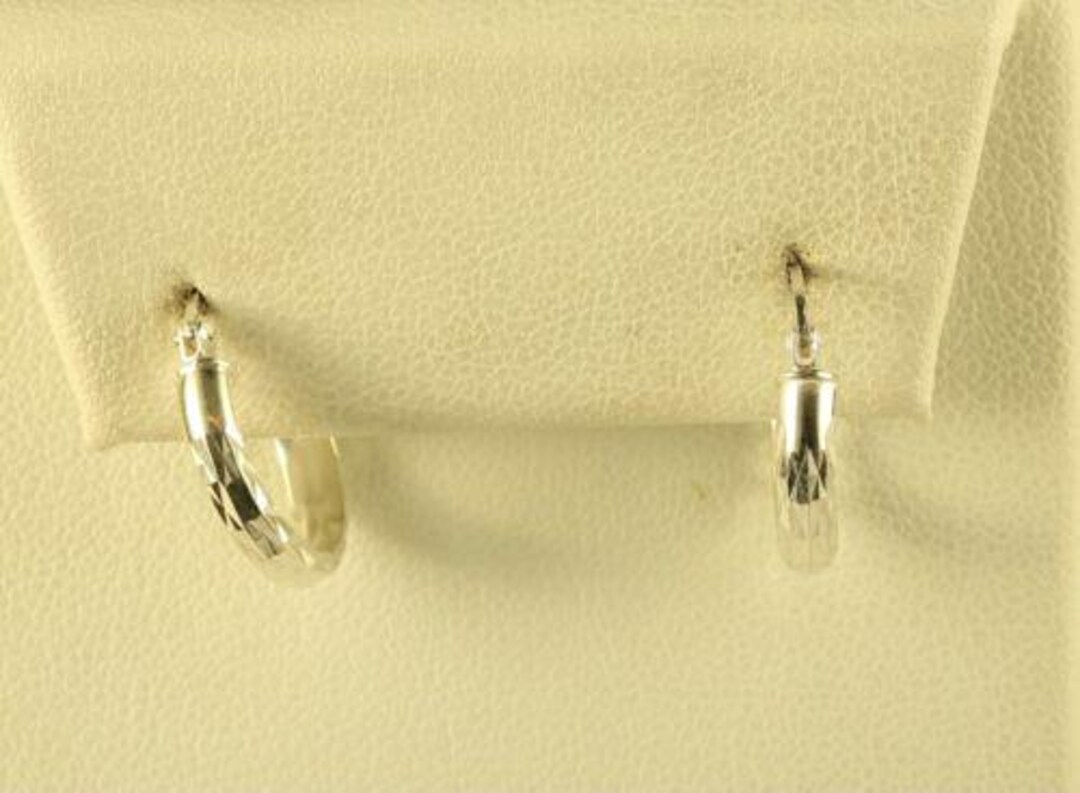 Vintage Sterling Sign 925 FAS Thai Diamond Cut Etched Huggie Hoop Clasp ...
