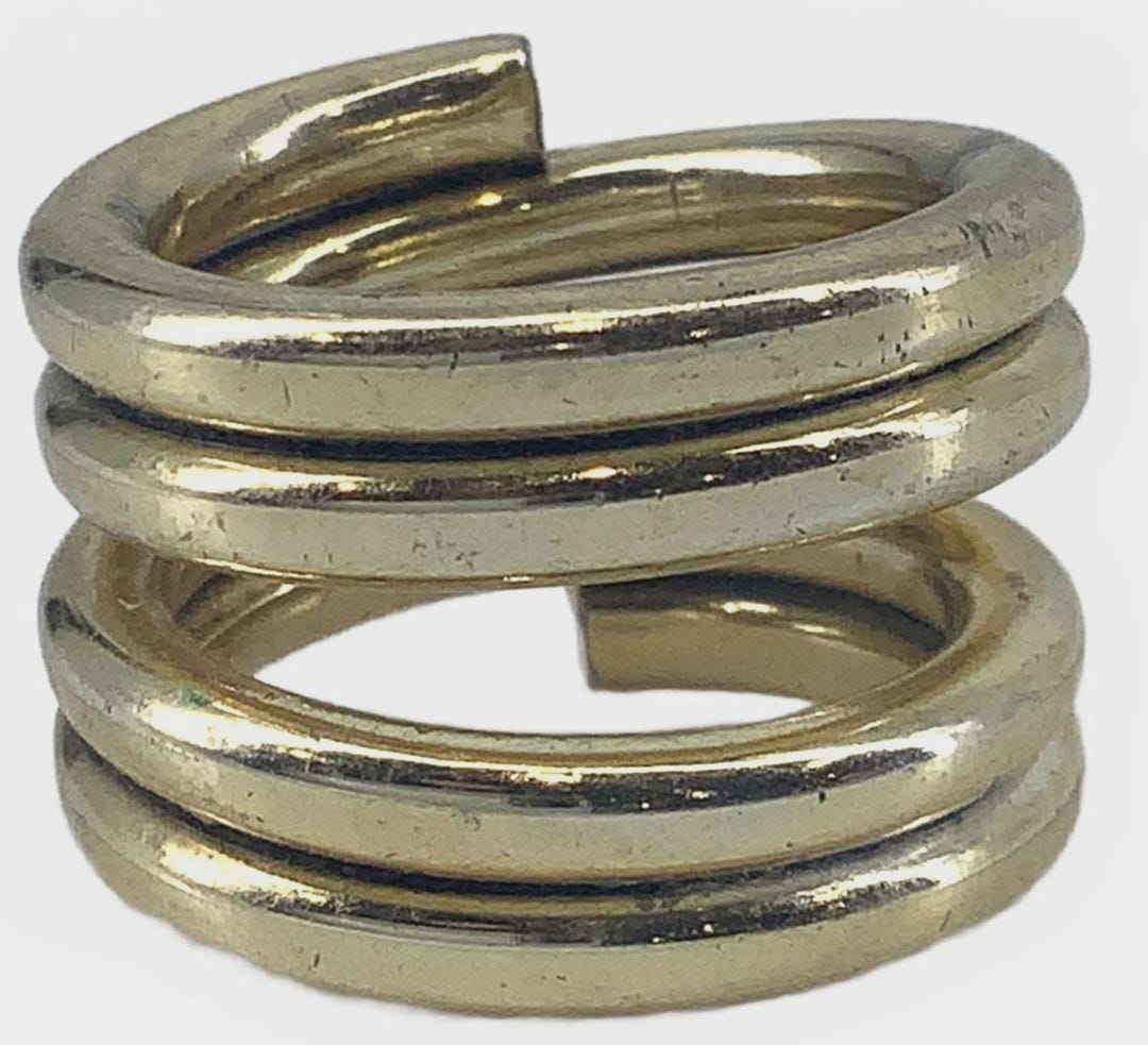 Vintage Goldtone Brutalist Coil Ring Size 4 Minimalist Stacked Band ...