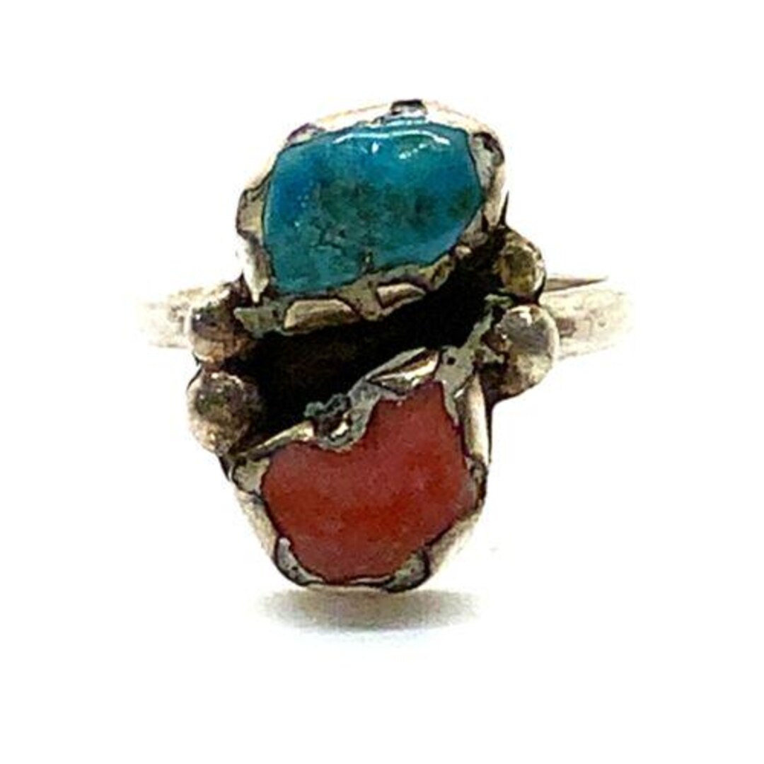 Vintage Sterling Silver Native American Multi Stone Coral Turquoise ...