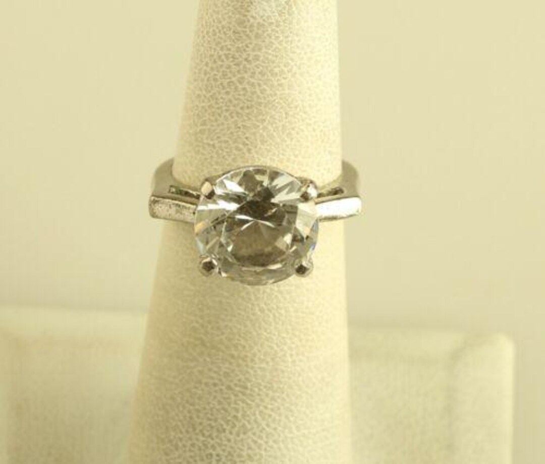 Vtg Sterling Silver ESPO Joseph Esposito Round Crystal CZ Engagement ...