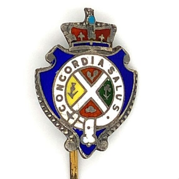 Antique Sterling Sign Reg'd 1900 Enamel Flag Concordi… - Gem