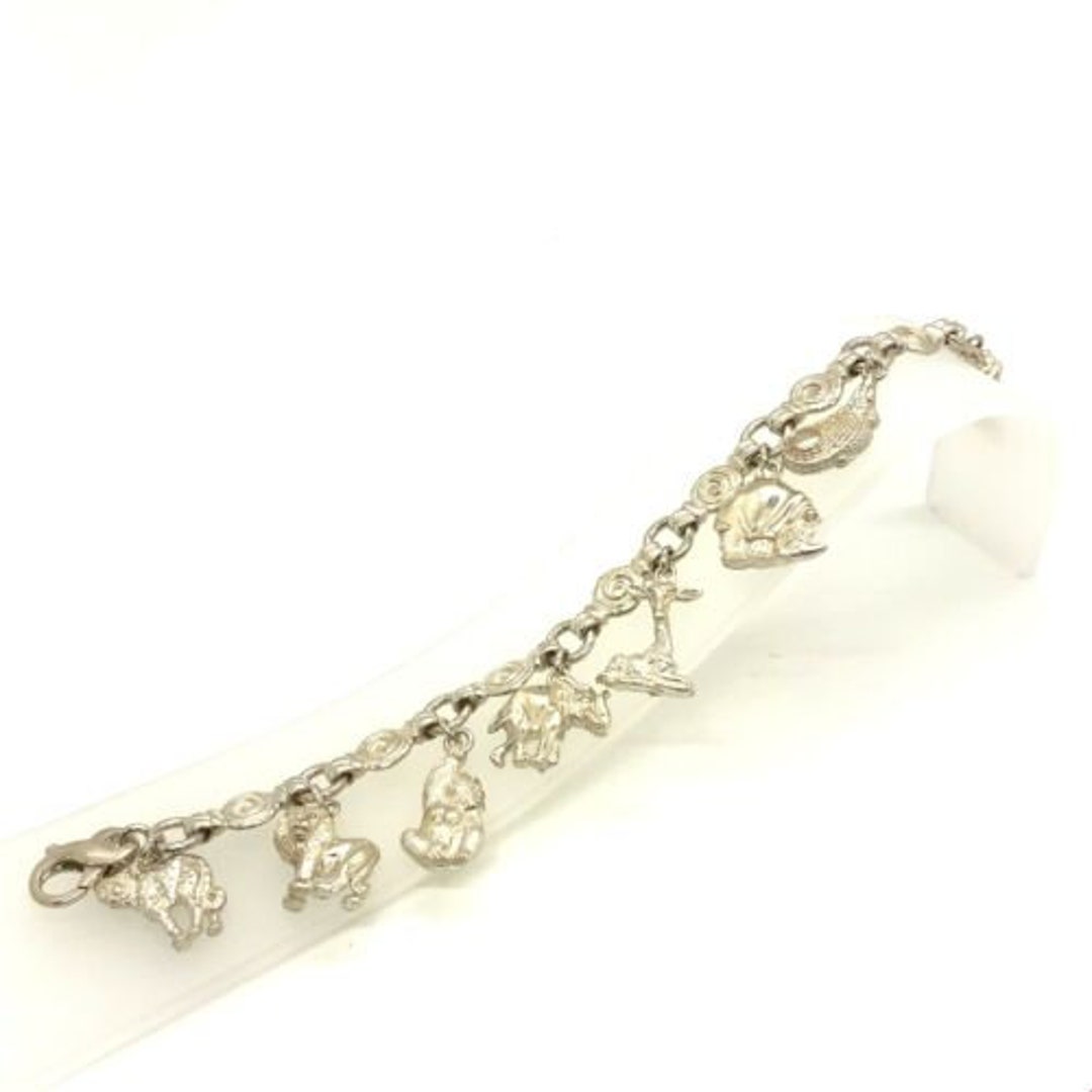 Vintage Sign Sterling Silver Zoo Safari Animal Dangle Charm Link ...