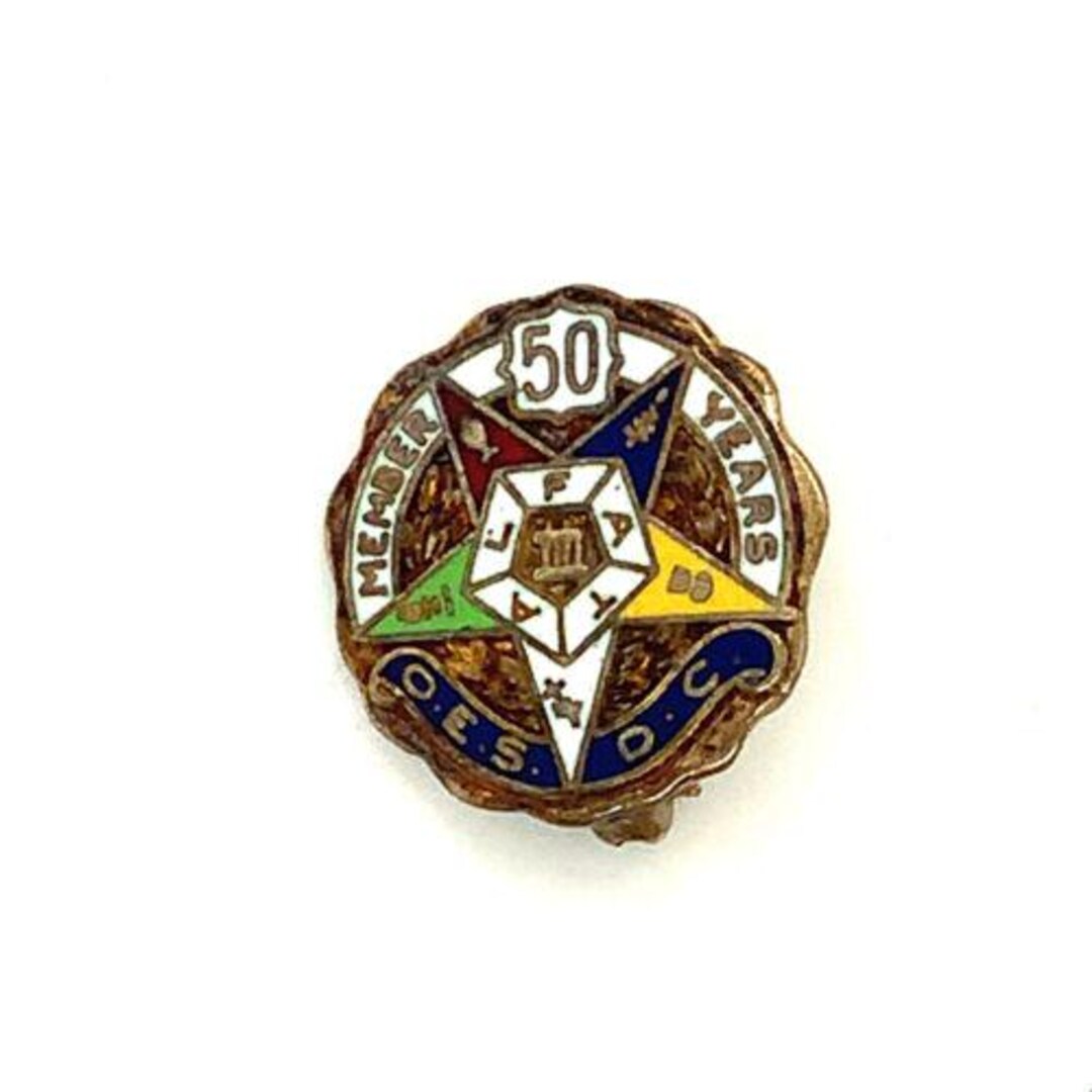 Vintage Signed 10k Gold Filled Enamel 50 Years Service Member OES ...