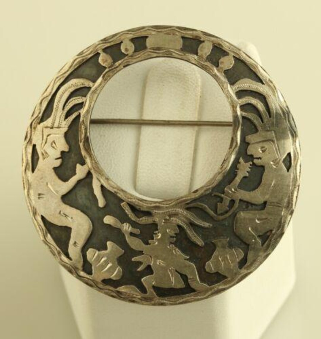 Vintage Sterling Silver Guatemala Tikal Round Brooch Pin - Etsy