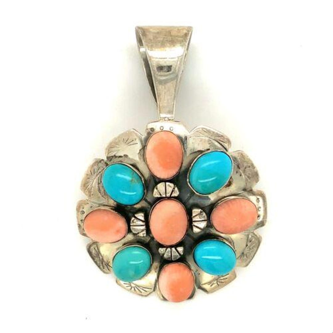 Vintage Sterling Signed DTR Desert Rose Trading Salmon Coral Turquoise ...