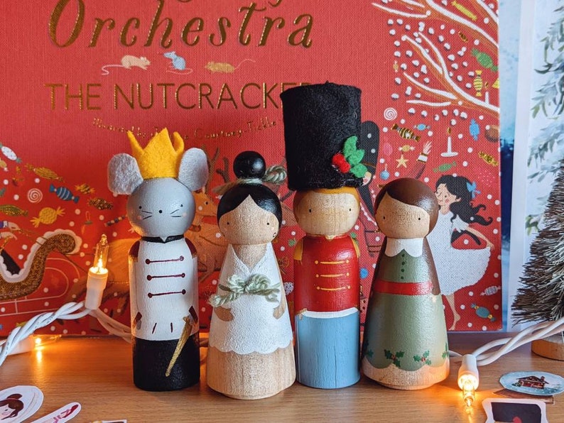 Nutcracker Peg Doll Set - Etsy