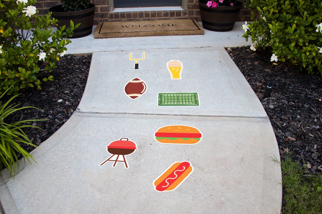 Tailgate Party Sidewalk Decals • Set of 7 • Football Backyard BBQ Party ...