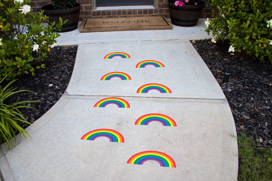 Rainbow Textured Peel and Stick Floor Decals • Set of 8 • Rainbow ...