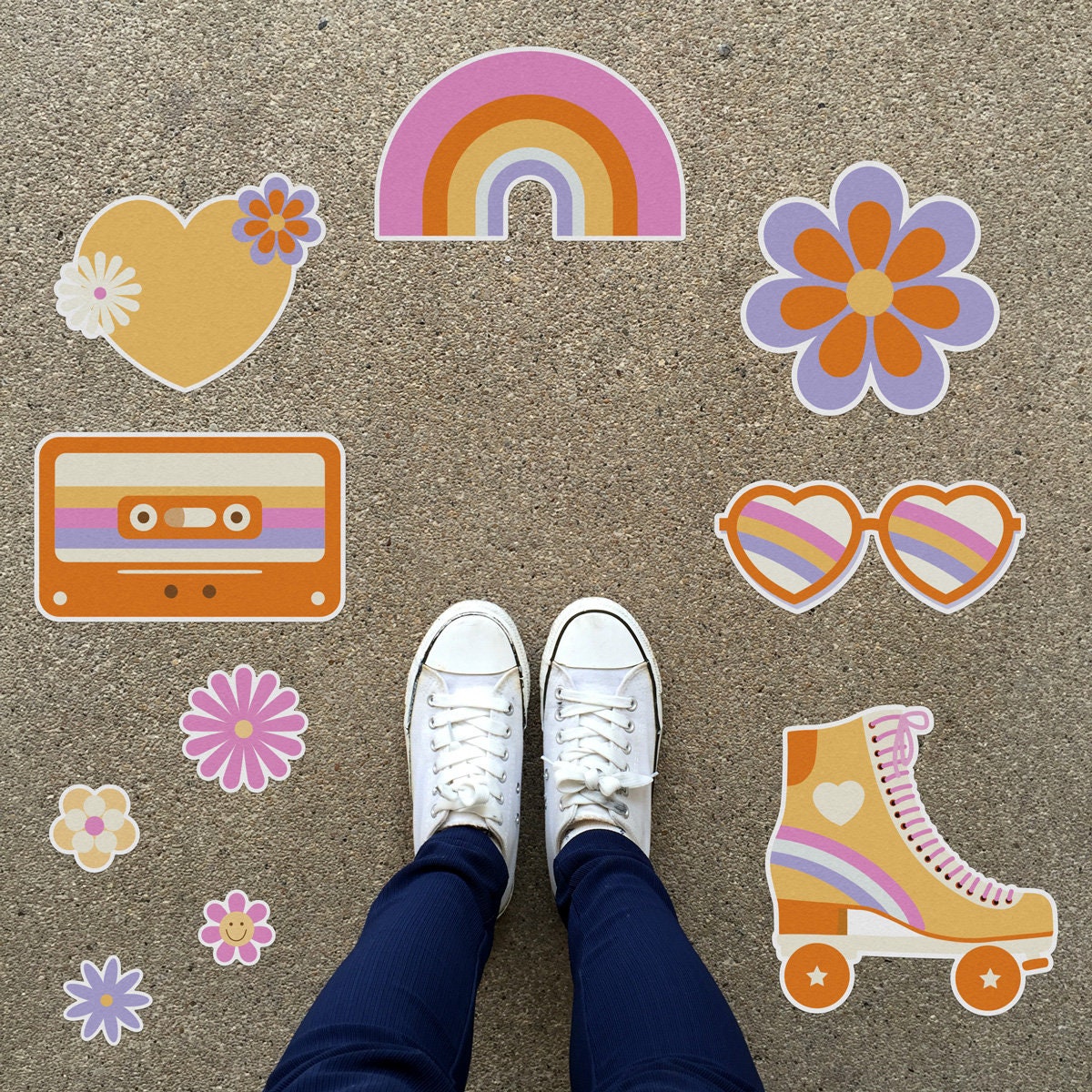 Groovy One Peel and Stick Floor Decals • Set of 10 • 60s and 70s ...