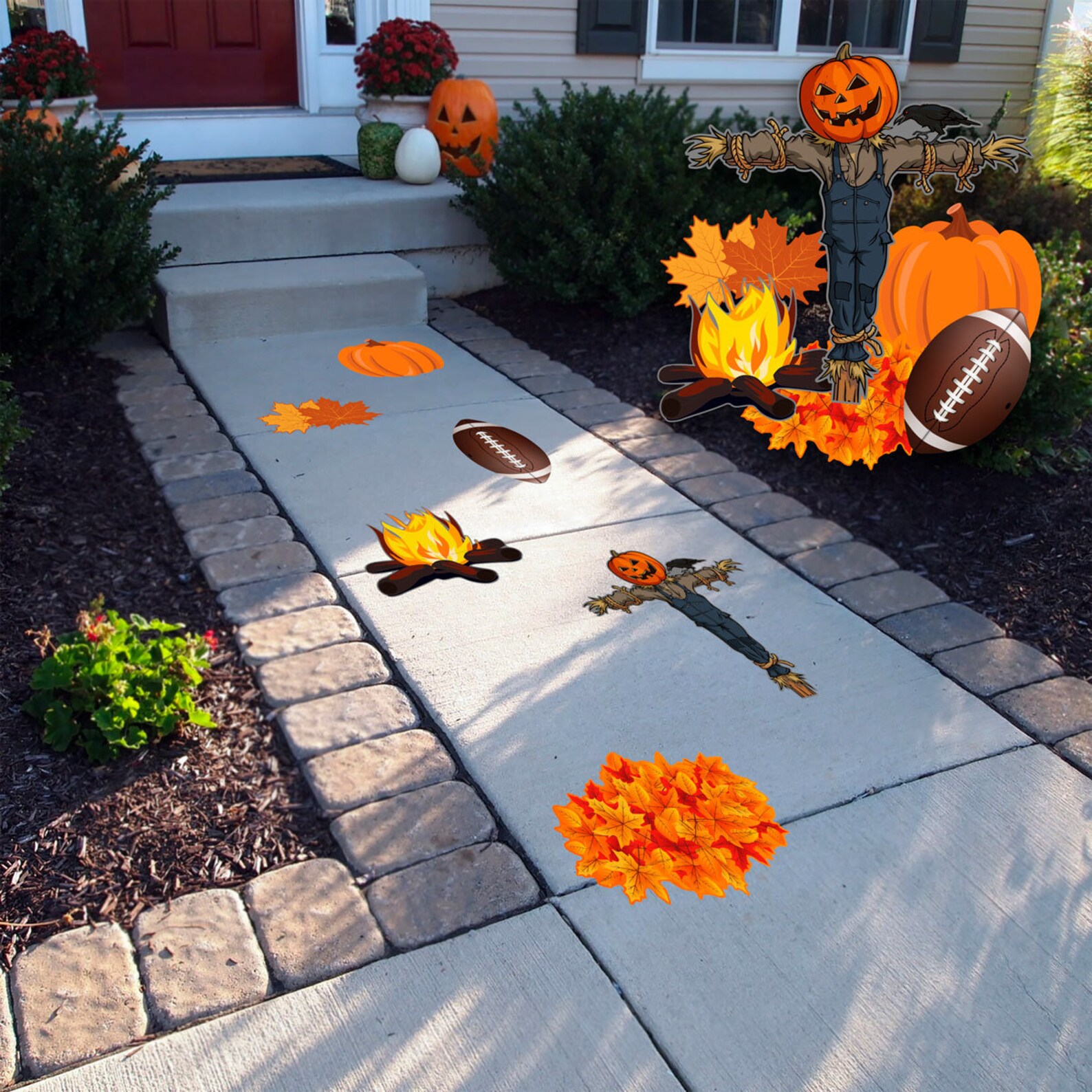 Fall Theme Textured Floor Decals Set of 6 Autumn Graphics | Etsy