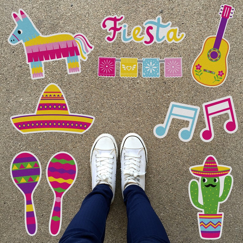 Fiesta Party Peel and Stick Floor Decals • Three-esta Birthday ...