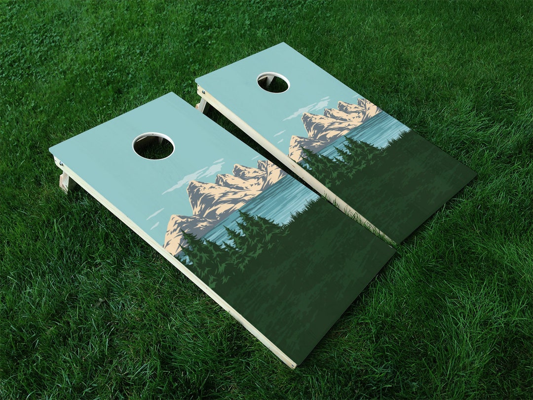 Wilderness Cornhole Wraps • Set of 2 • Lake Cornhole Decals • Comes ...
