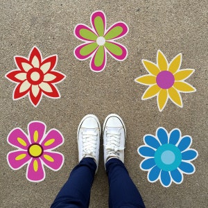 Flower Peel and Stick Floor Decals • Set of 5 • Groovy Birthday ...
