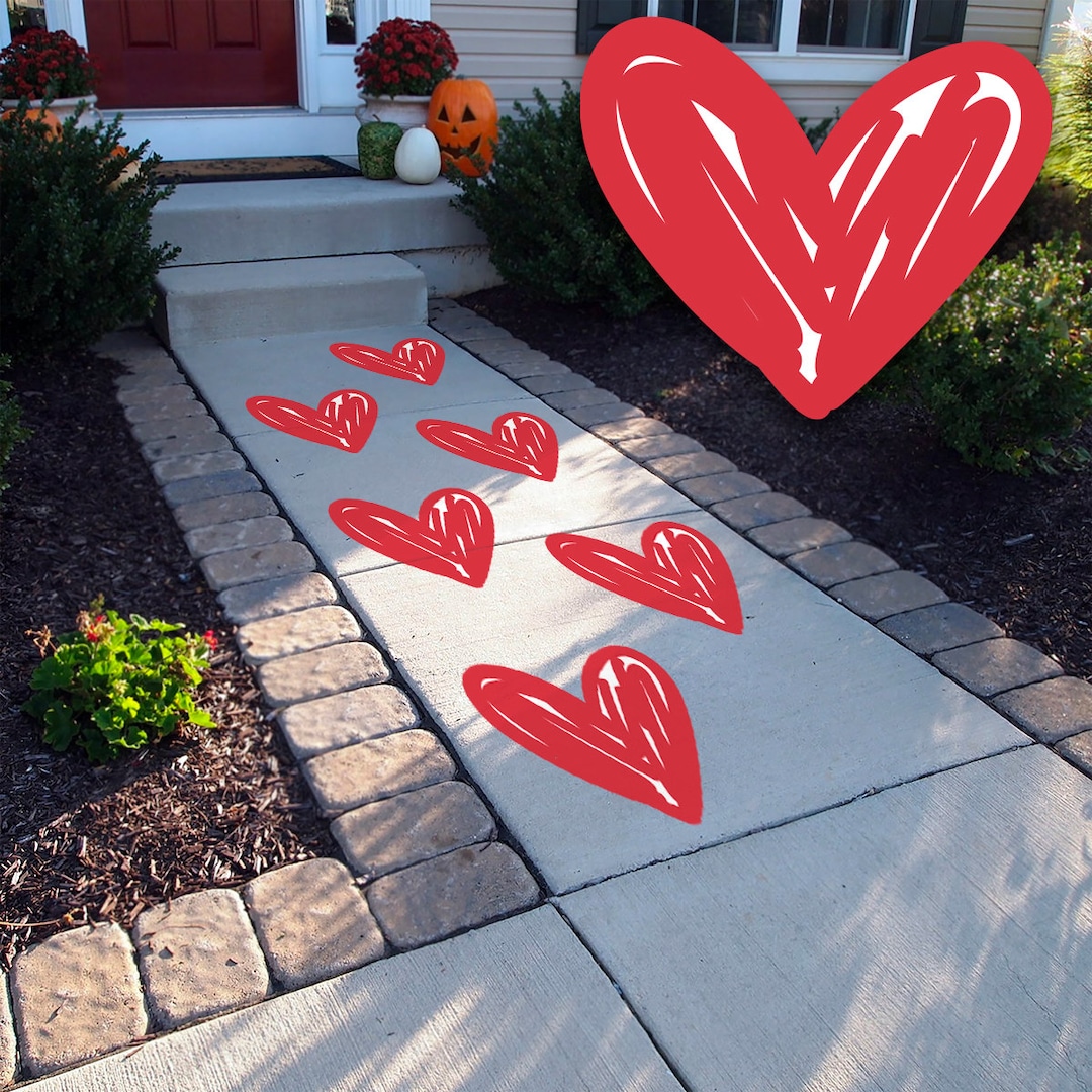 Heart Floor Decals • 10" Social Distancing Markers • Valentine's Day ...