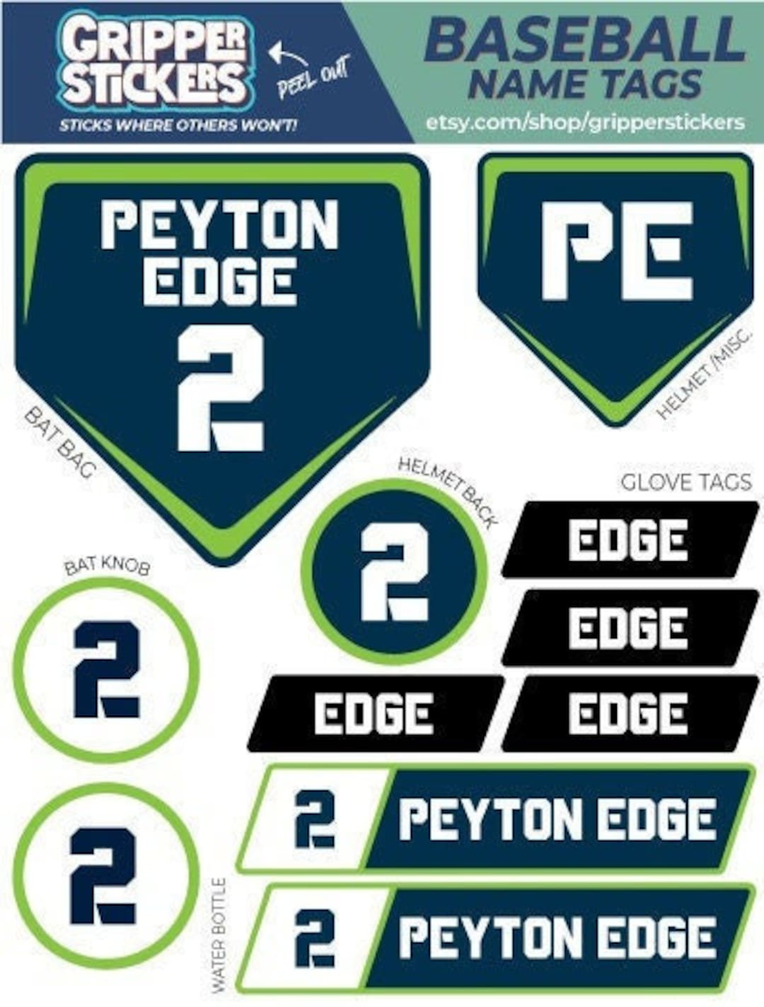 Custom Baseball Name Labels • Personalized Sports Name Decal Kit ...