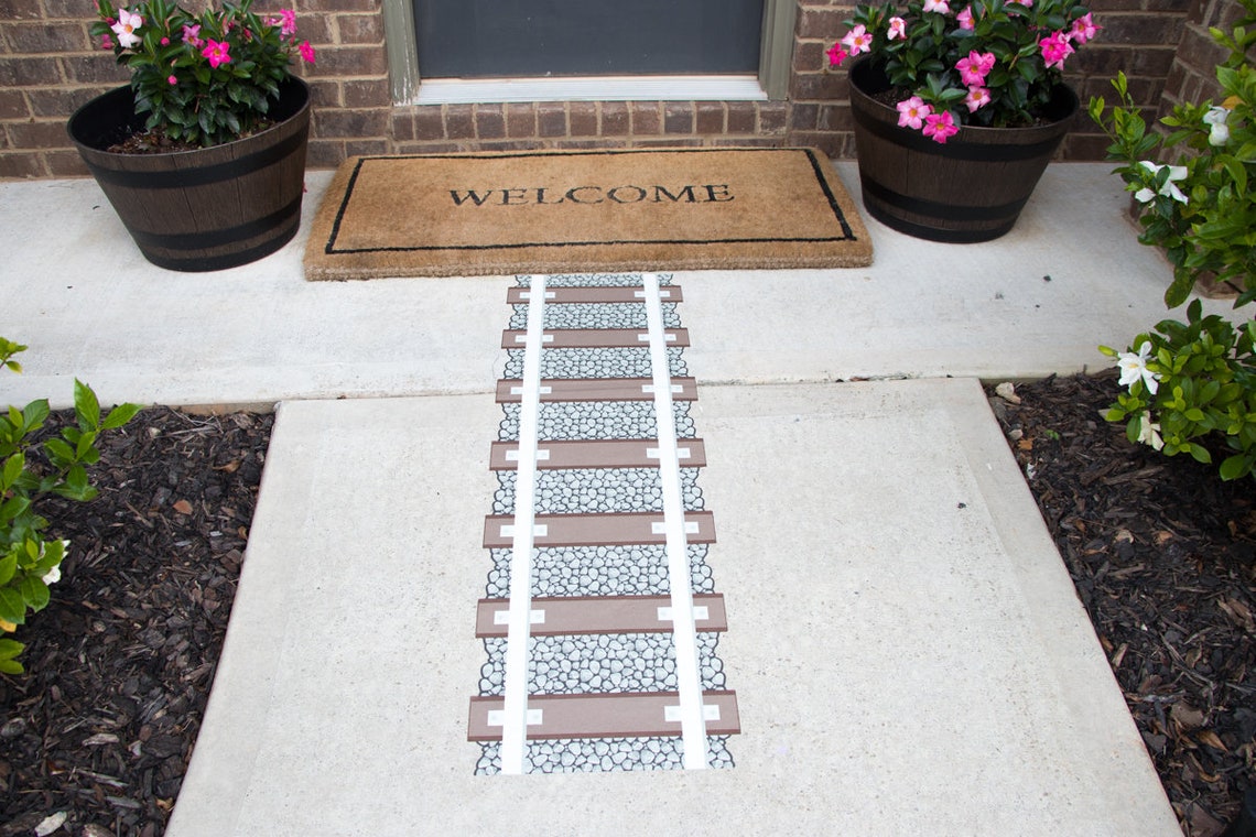 Train Track Textured Peel and Stick Floor Decal • Removable Sidewalk ...
