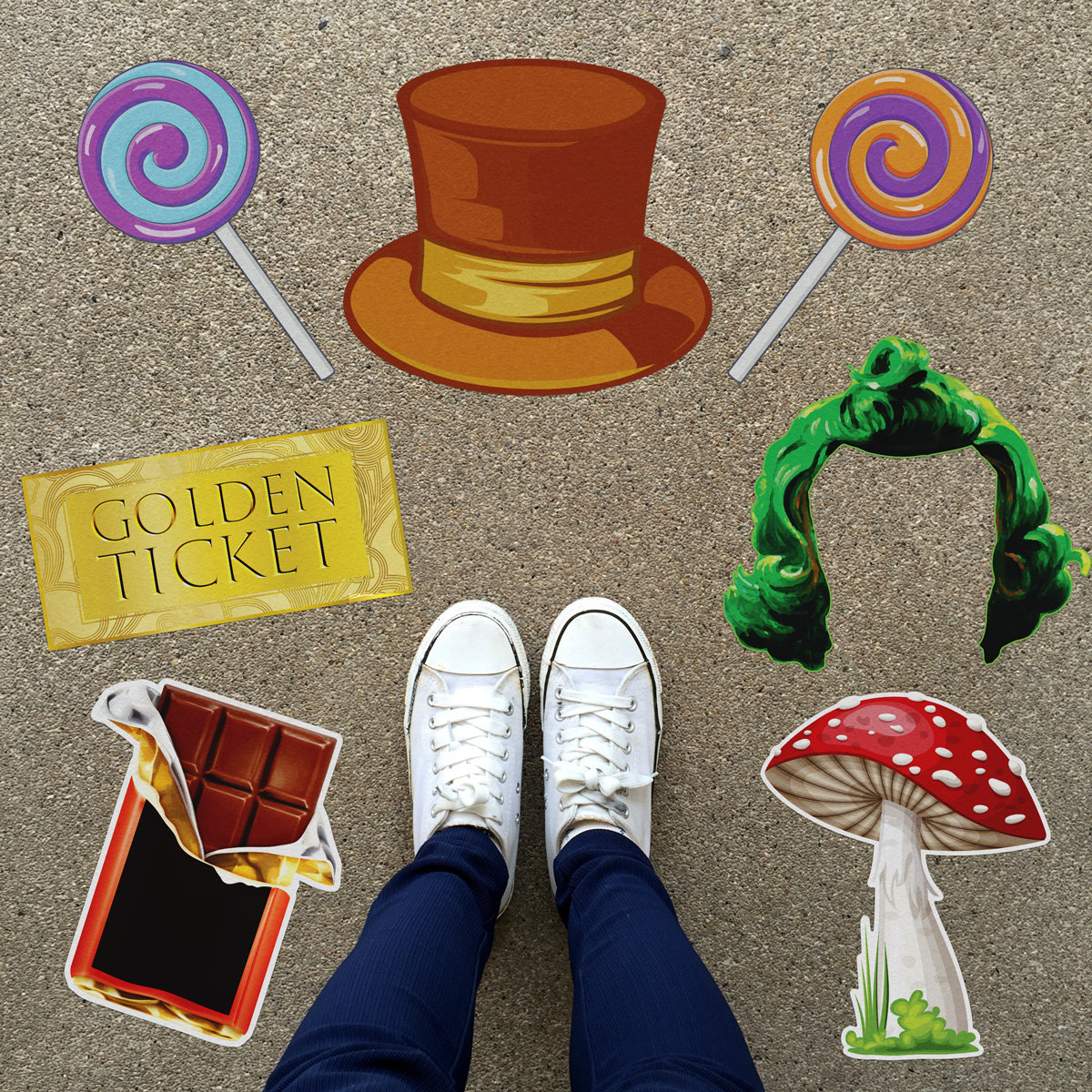Willy Wonka Peel and Stick Floor Decals • Removable Sidewalk Vinyl ...