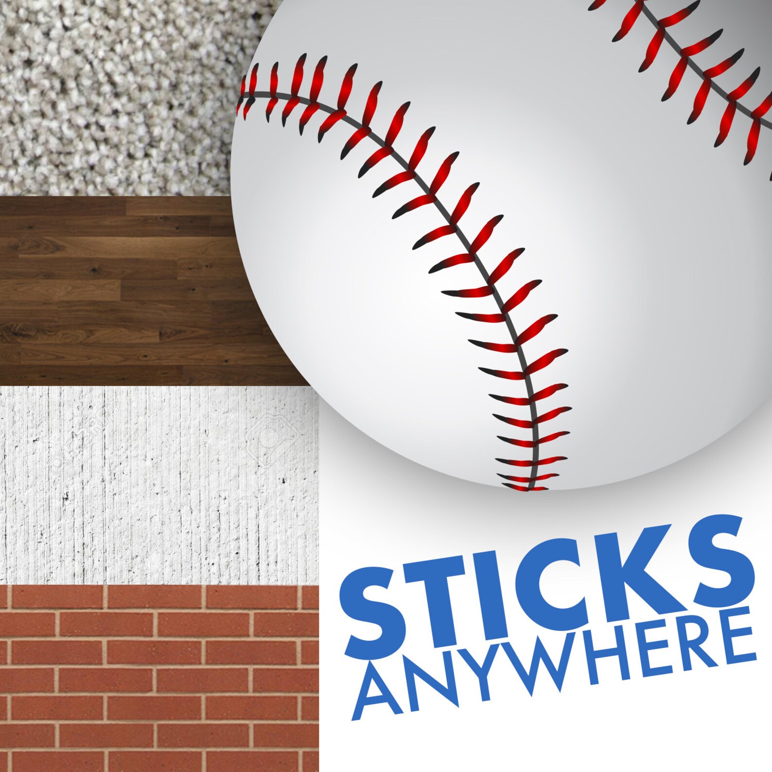 Baseball Textured Floor Decals 9 Baseball Sidewalk - Etsy