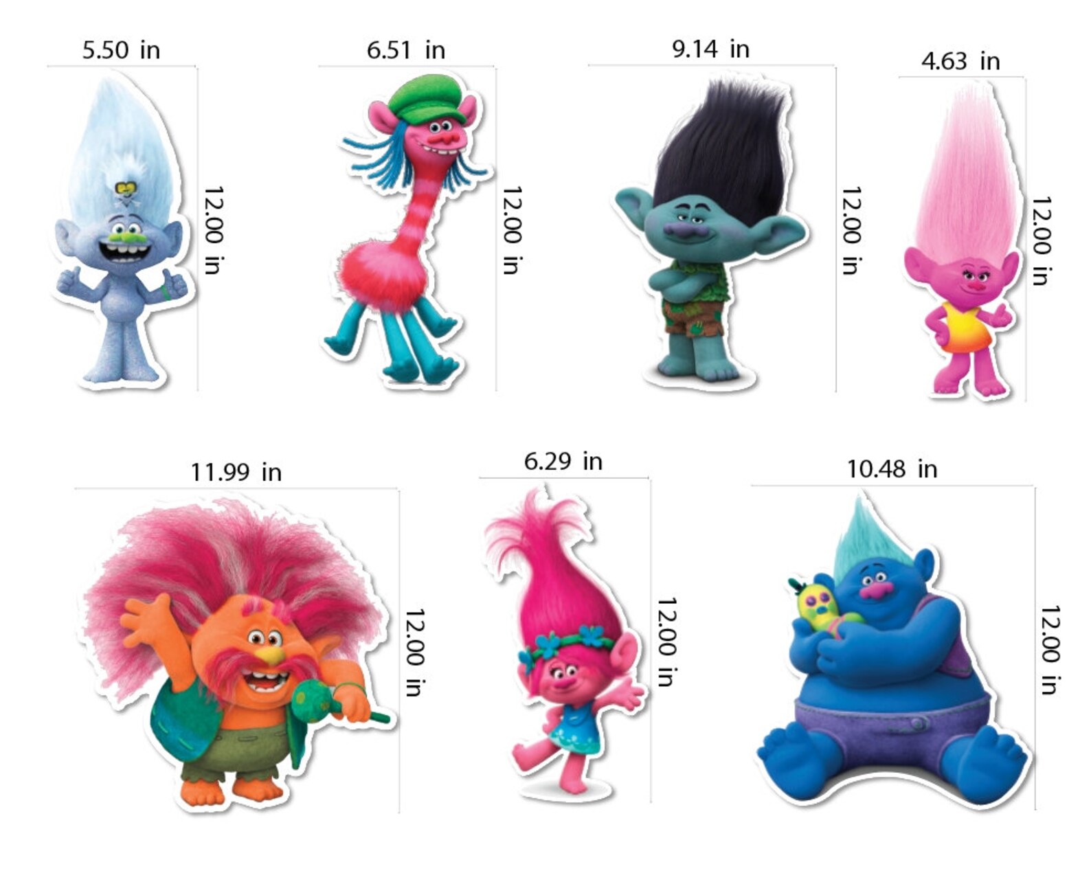Trolls Textured Peel and Stick Floor Decals • Set of 7 • Birthday ...