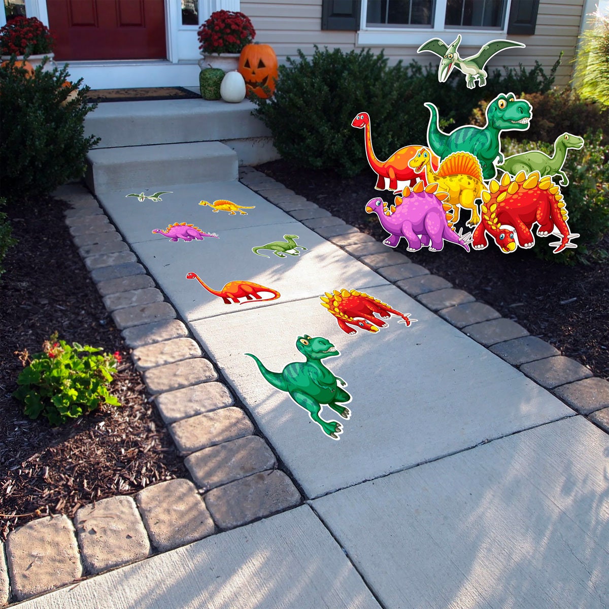 Dinosaur Floor Decals • Removable Textured Vinyl Decals • Set of 7 ...