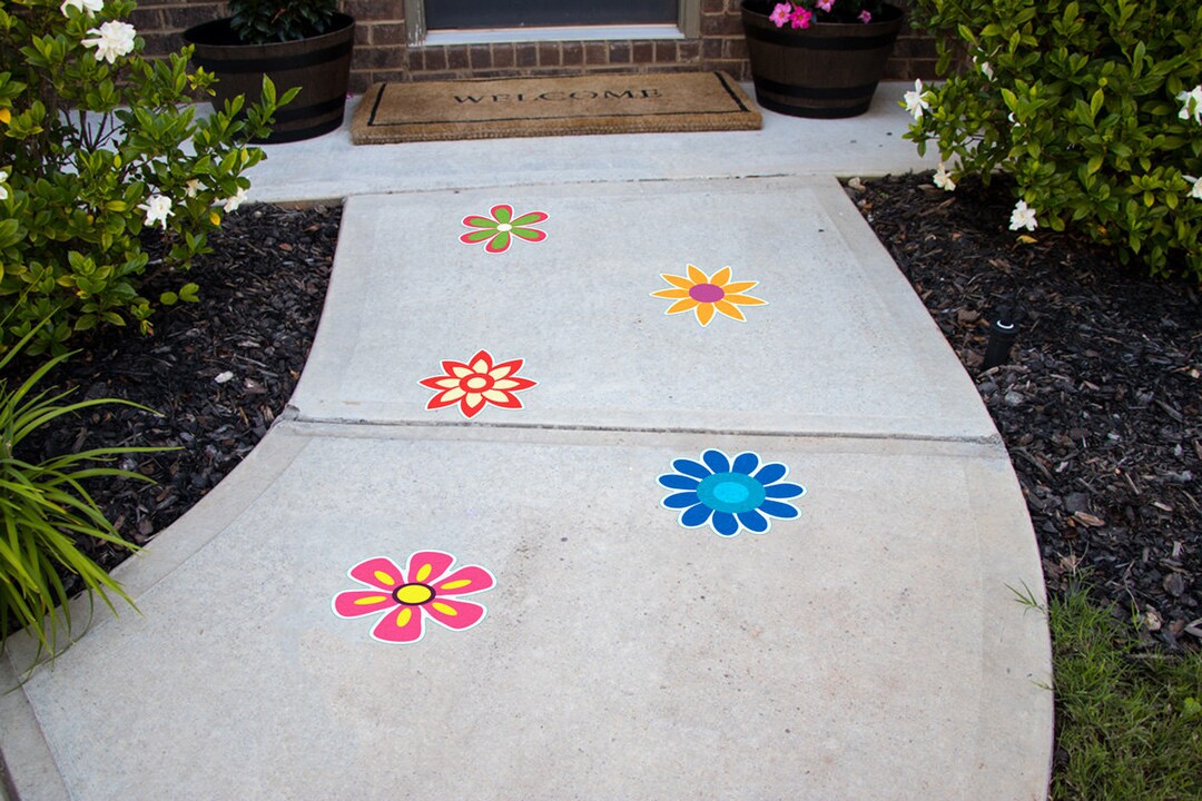 Flower Peel and Stick Floor Decals • Set of 5 • Groovy Birthday ...