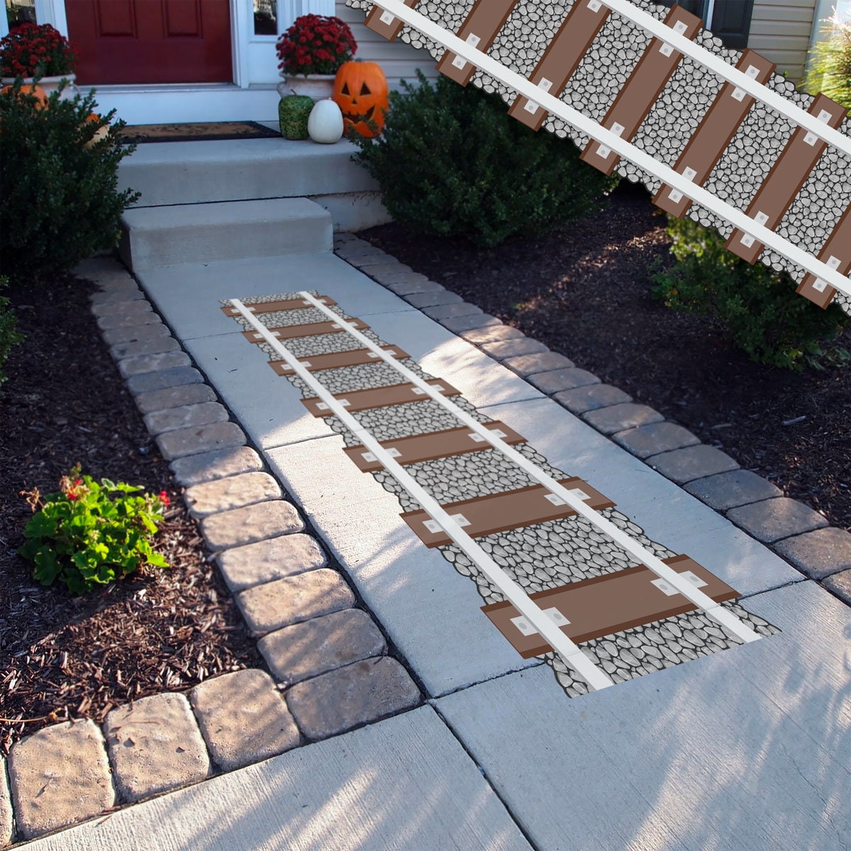 Train Track Textured Peel and Stick Floor Decal • Removable Sidewalk ...